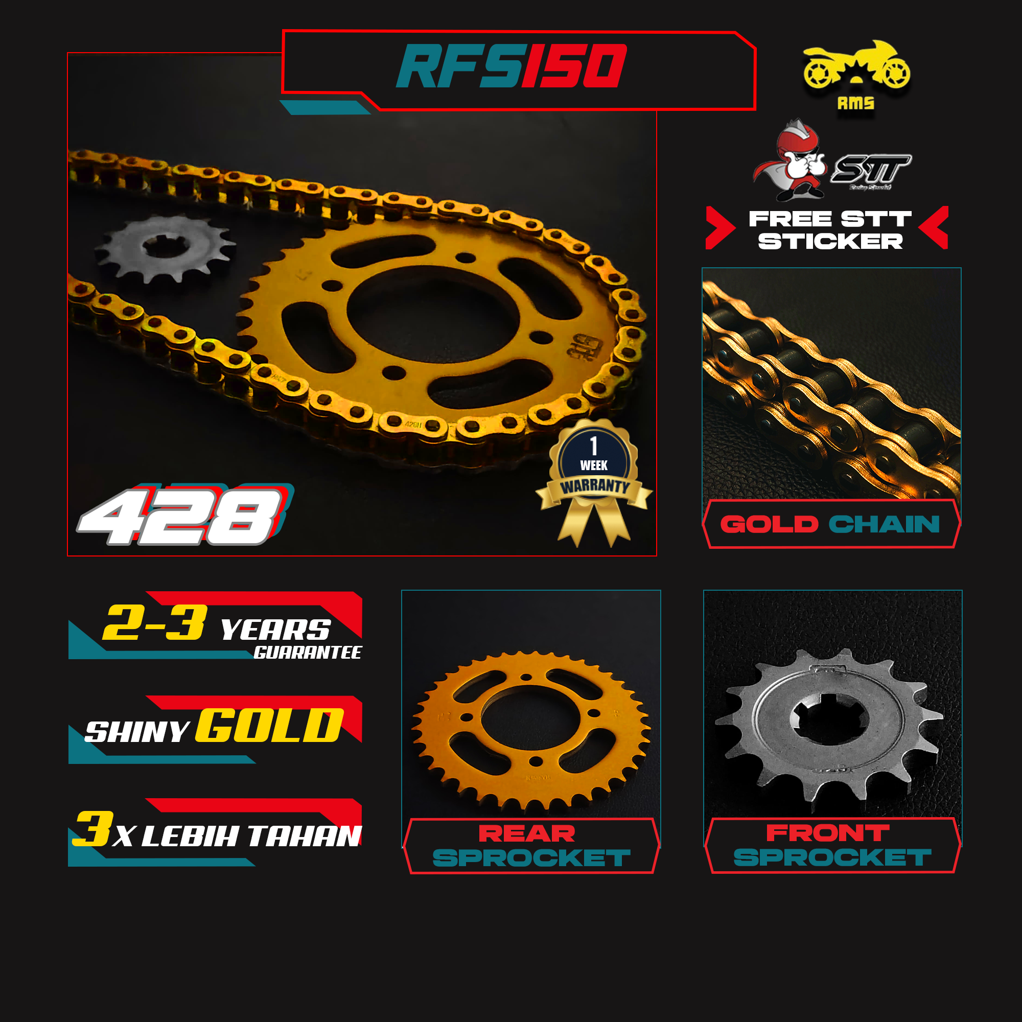 GOLD SET 428 – RFS150 / R18I [BENELLI] - STT-MDH SPROCKET